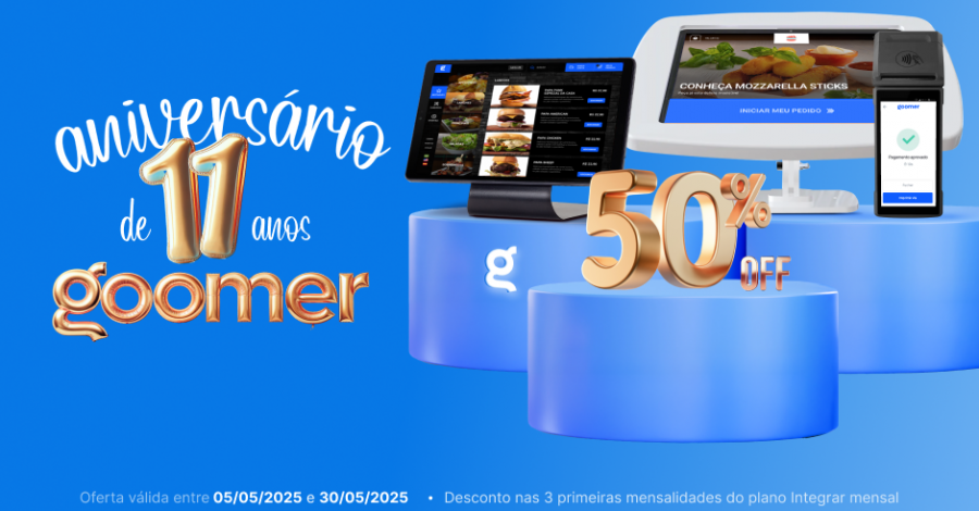 Goomer 11 anos: um ano a mais pra gente, 50% OFF pra você | Goomer